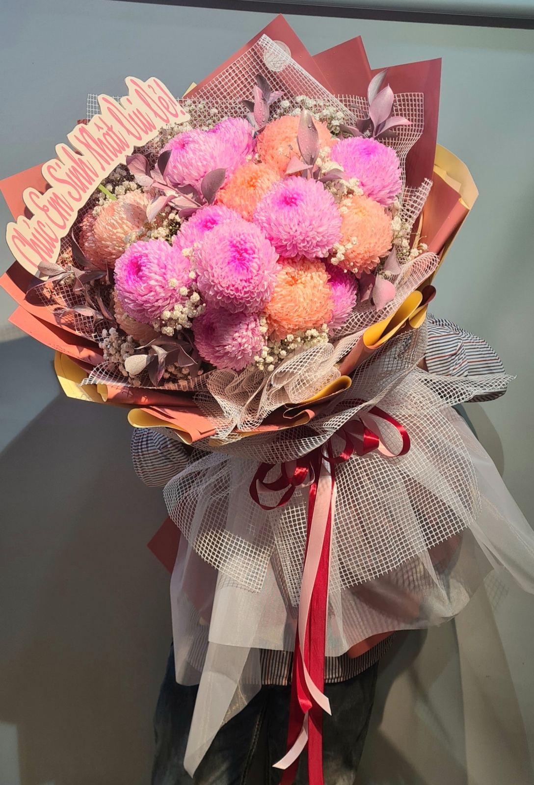 bó hoa cúc mẫu đơn đẹp